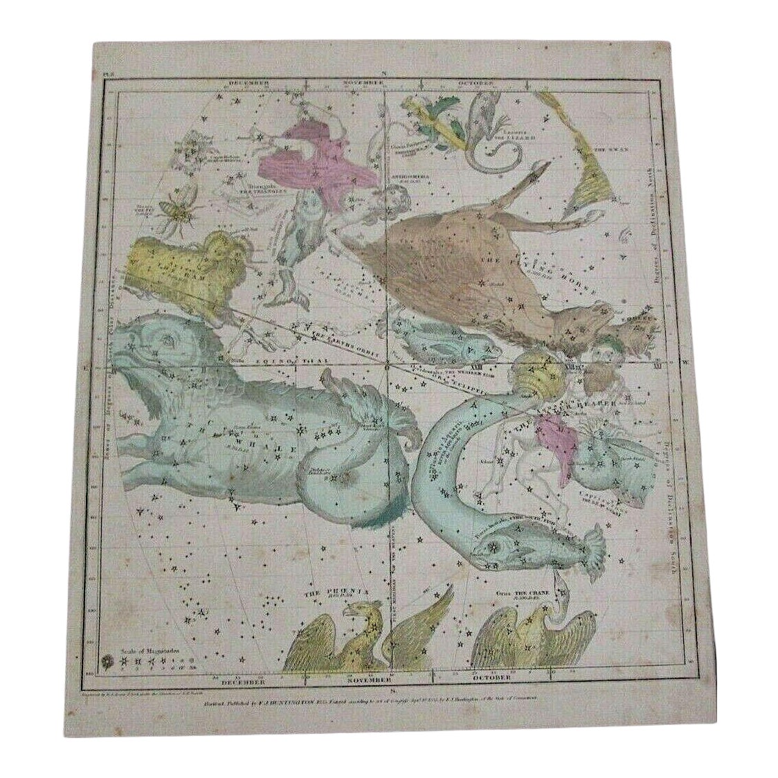 Astronomy-Antique 19th C. Celestial Map/Chart-Constellations & the ...