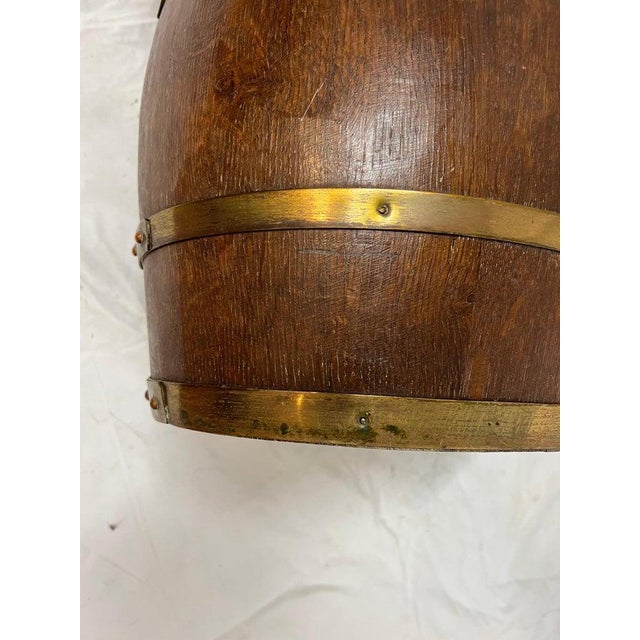 Large Antique Oak and Brass Barrel Pitcher or Umbrella Holder | Chairish