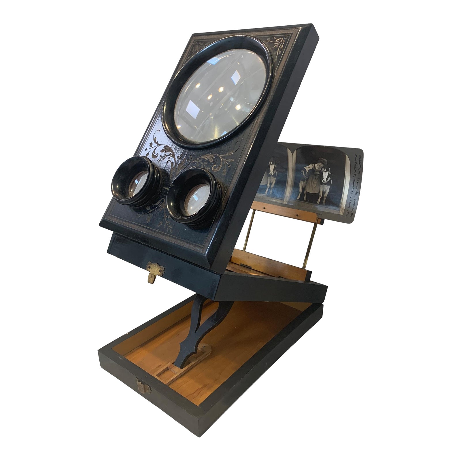 19th Century Folding Optic Stereo Viewer Stereoscope Graphoscope | Chairish