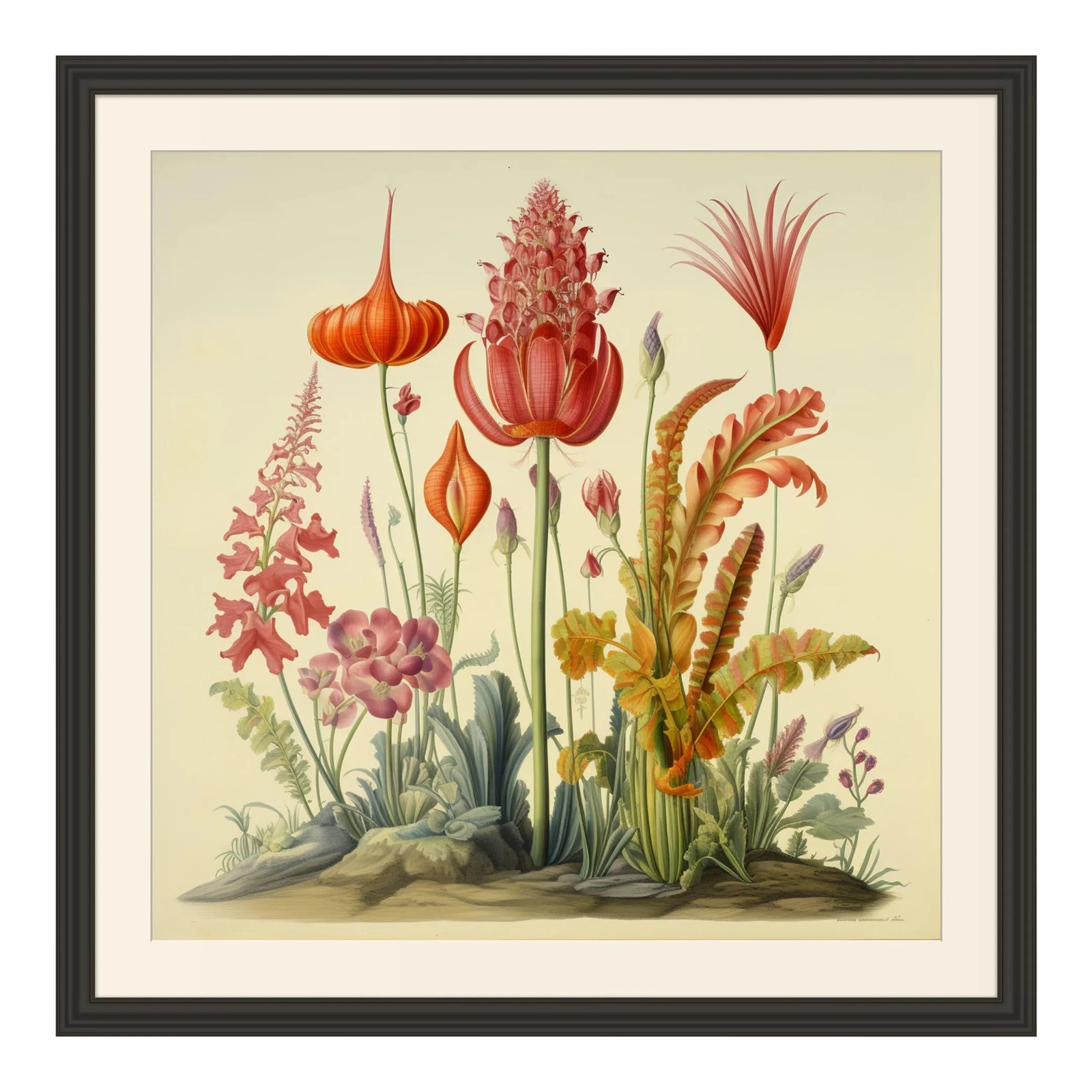 18' X 18' Framed 'Flowers' Botanical Print, 'Hortus Floridus' Style ...