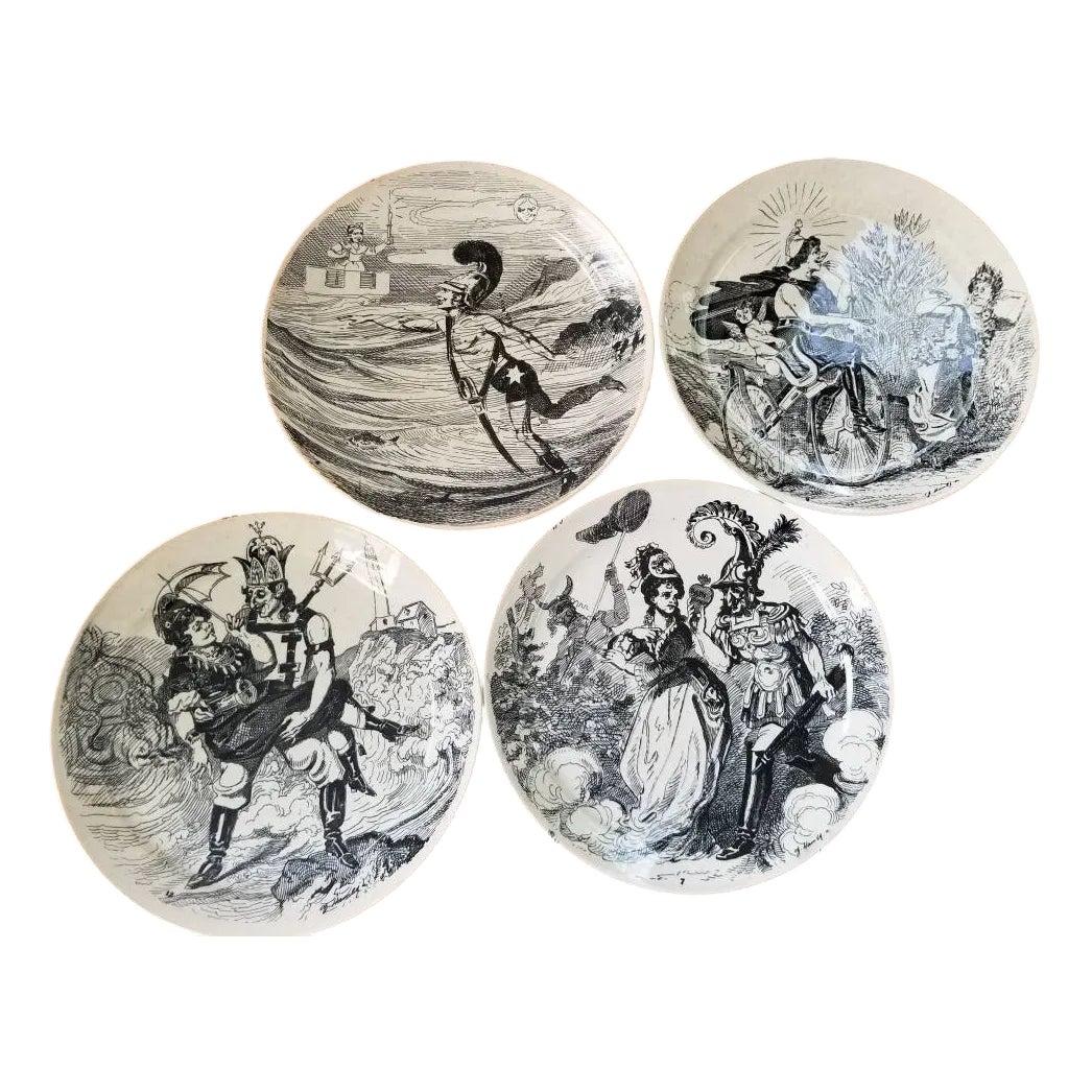 Antique French Creil et Montereau Series Bains de Mer Plates by Charles ...