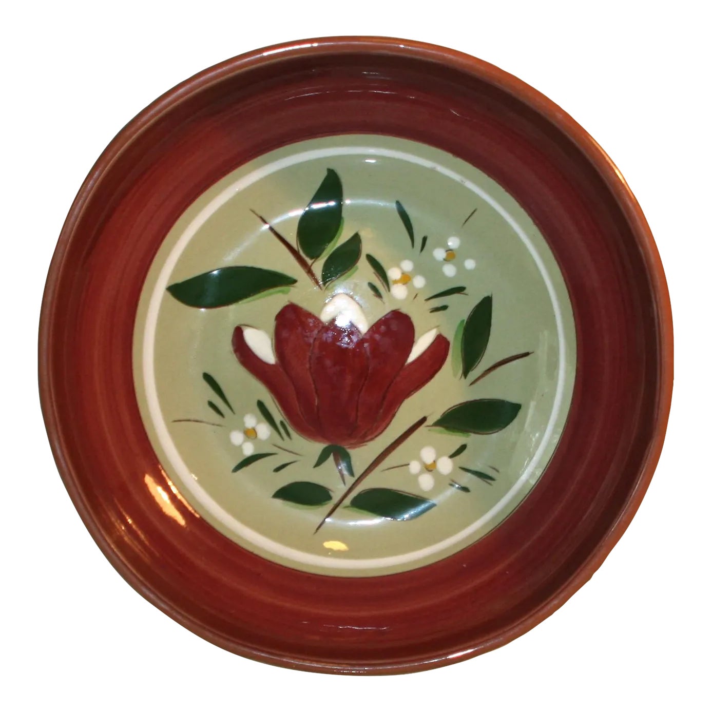 Vintage Stangl Magnolia Pattern Handcrafted Round Serving Bowl | Chairish