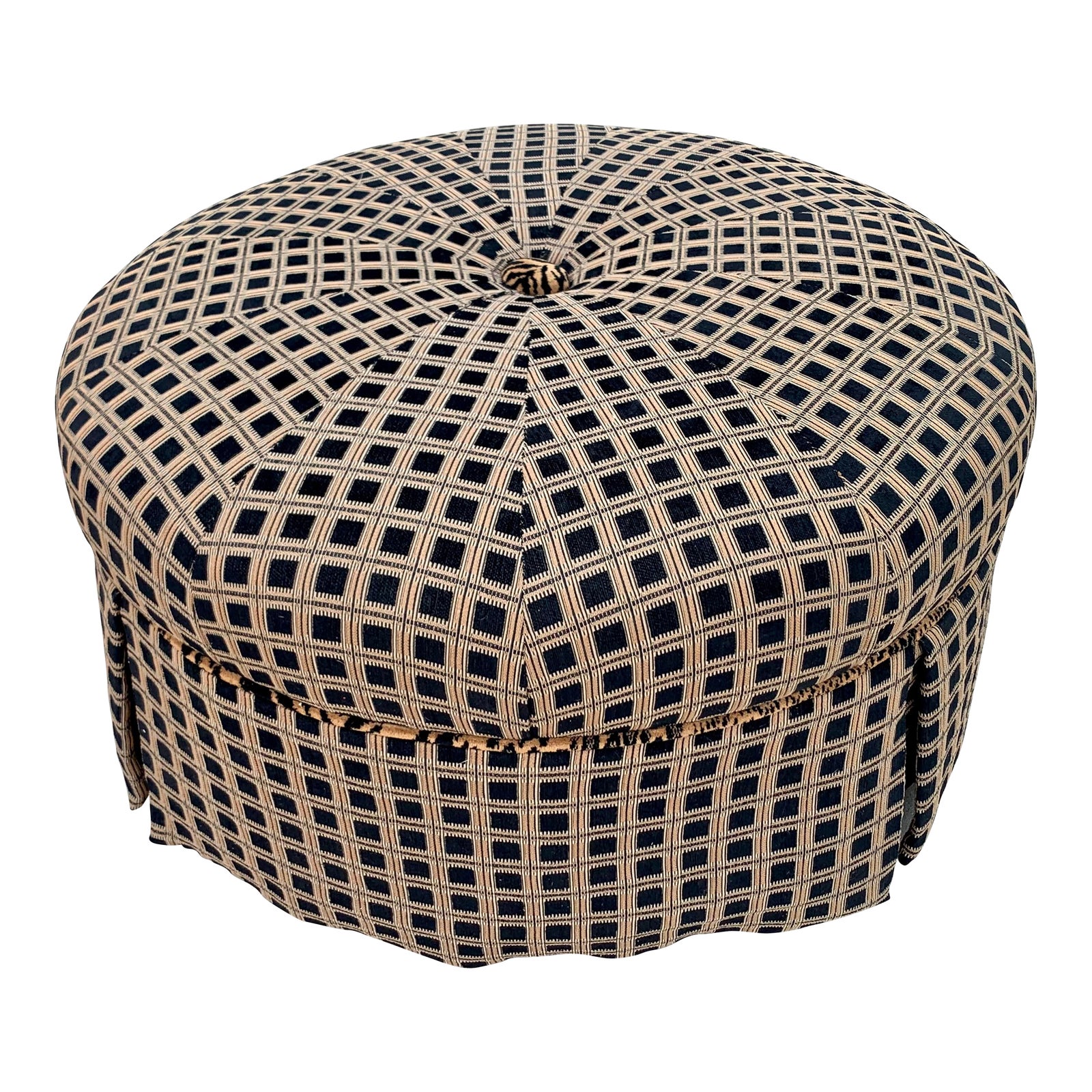 Traditional Round Skirted Ottoman | Chairish
