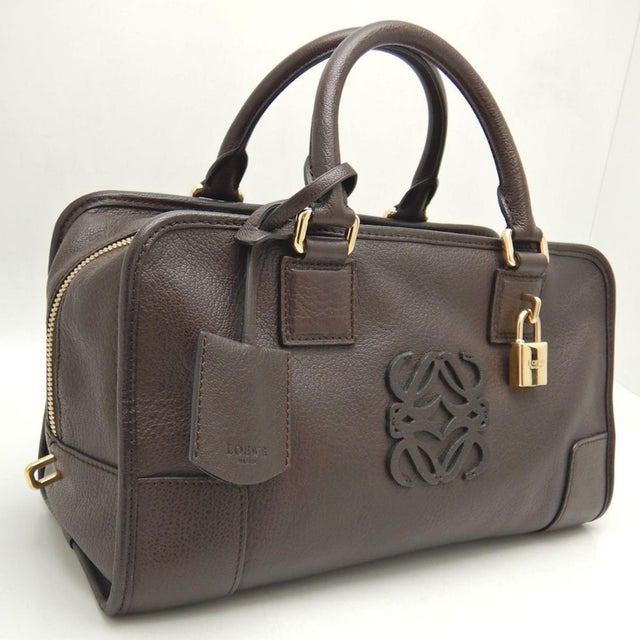 Loewe Amazona 28 Handbag Anagram Leather Brown 251571 | Chairish