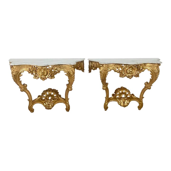 Pair of Napoleon III Rococo Style Consoles, France Circa 1860 | Chairish