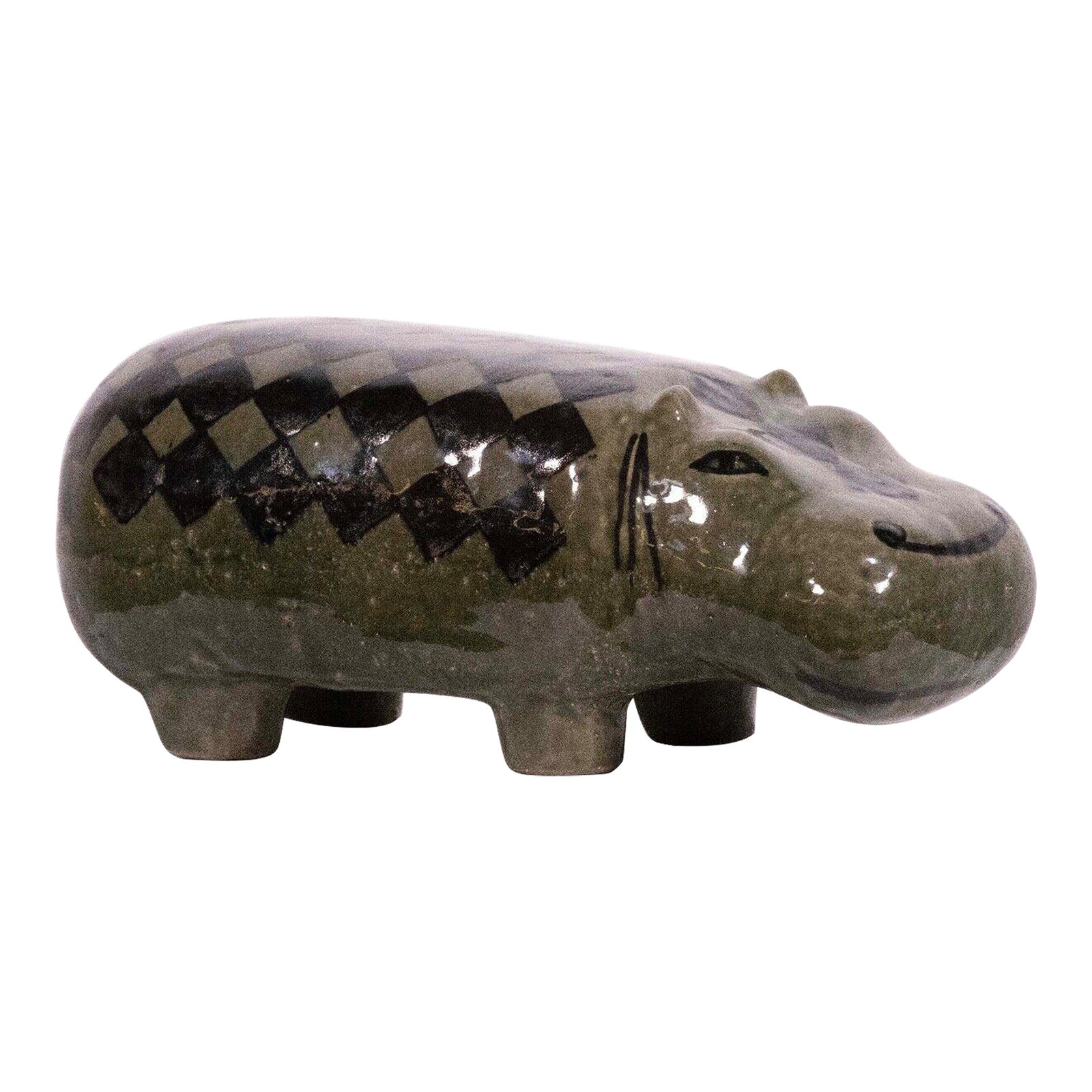 1958 Lisa Larson for Gustavsberg Modern Hippo Stora Zoo Ceramic Figurine | Chairish