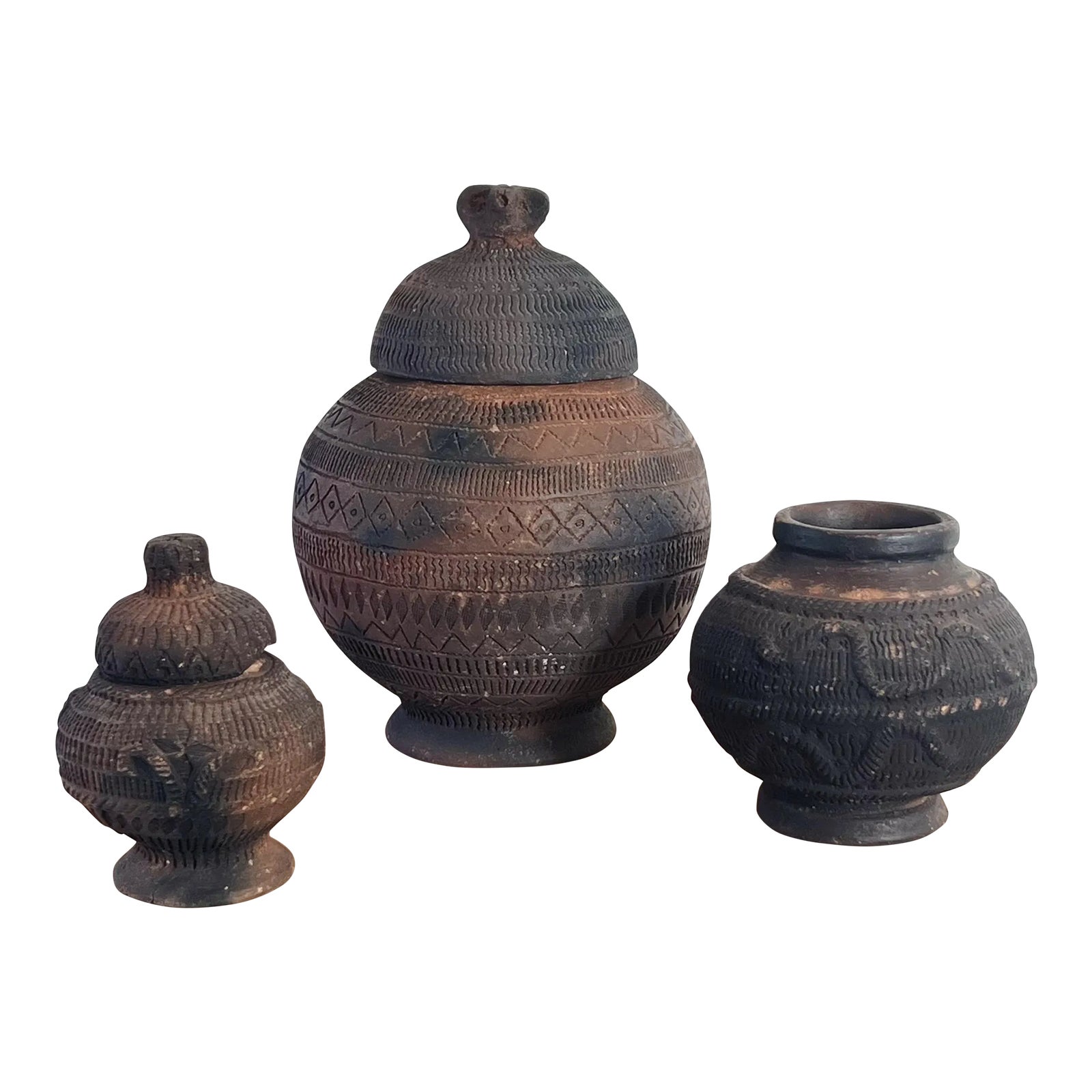 Late 19th Century Hand Thrown Kalinga Pottery Ceremonial Jars and ...