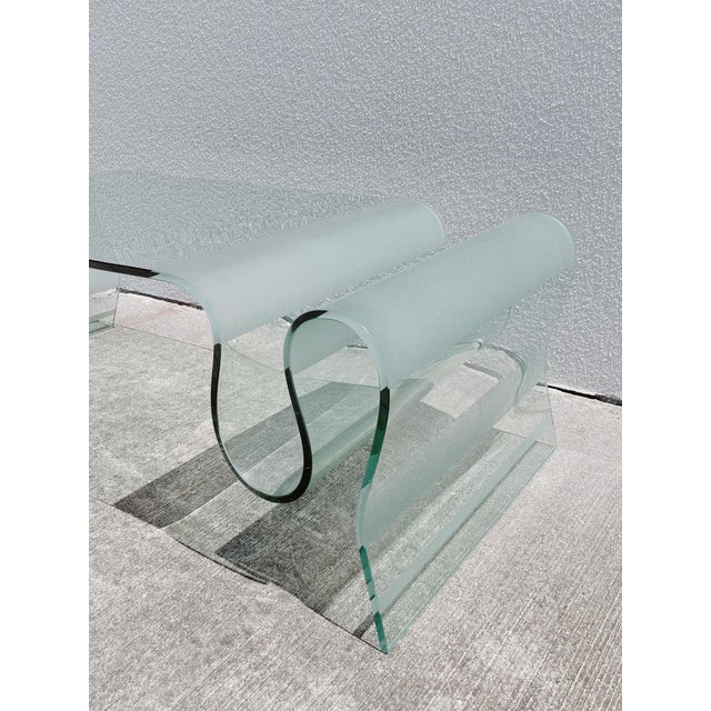 1980s Undulating Wavy Glass Coffee Table With Frosted Accents | Chairish