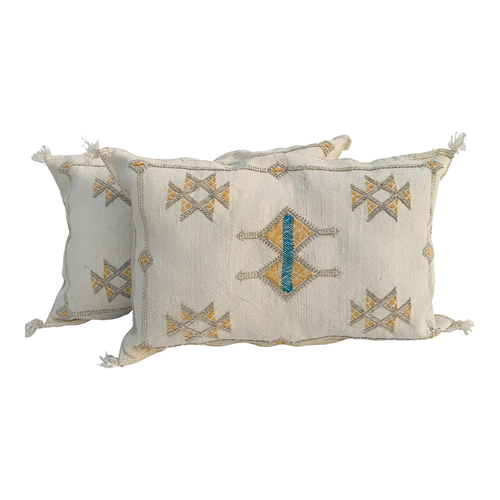 Contemporary White Mizwad Silk Sabra Pillows Covers- a Pair | Chairish