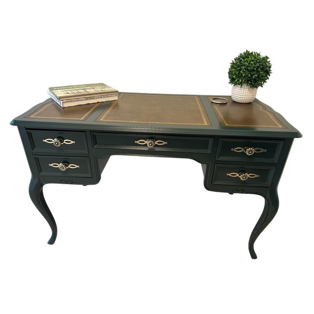 1970s Sligh Furniture Green Writing Desk, Newly Refinished | Chairish