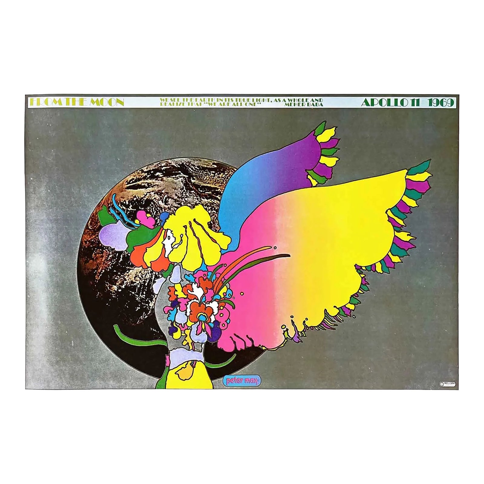 Peter Max Pop Art Poster 20 Apollo Two 1970 | Chairish