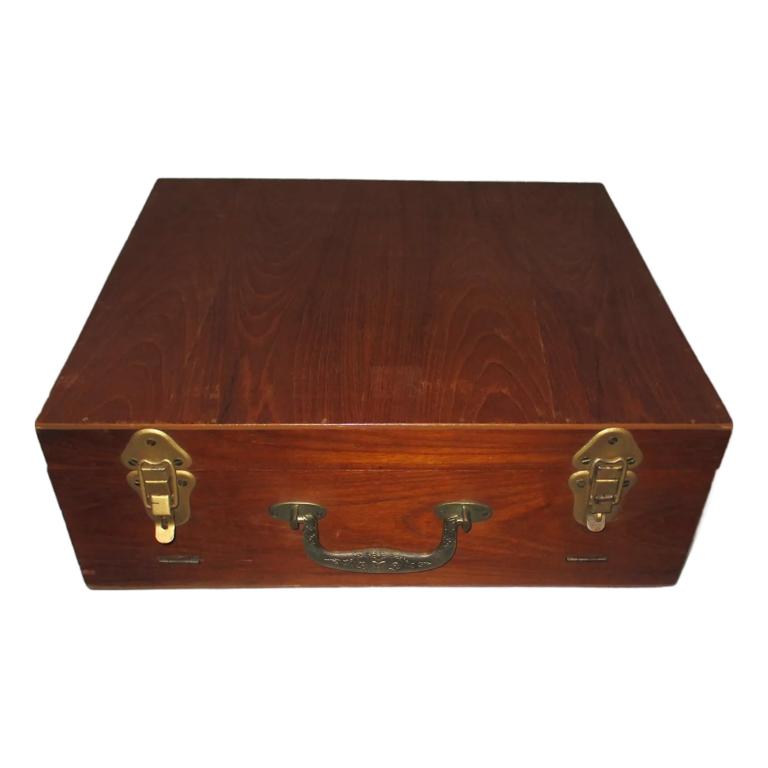 Vintage Huge Asian Walnut Flatware Silver Chest W/ 3 Drawers & Ornate ...