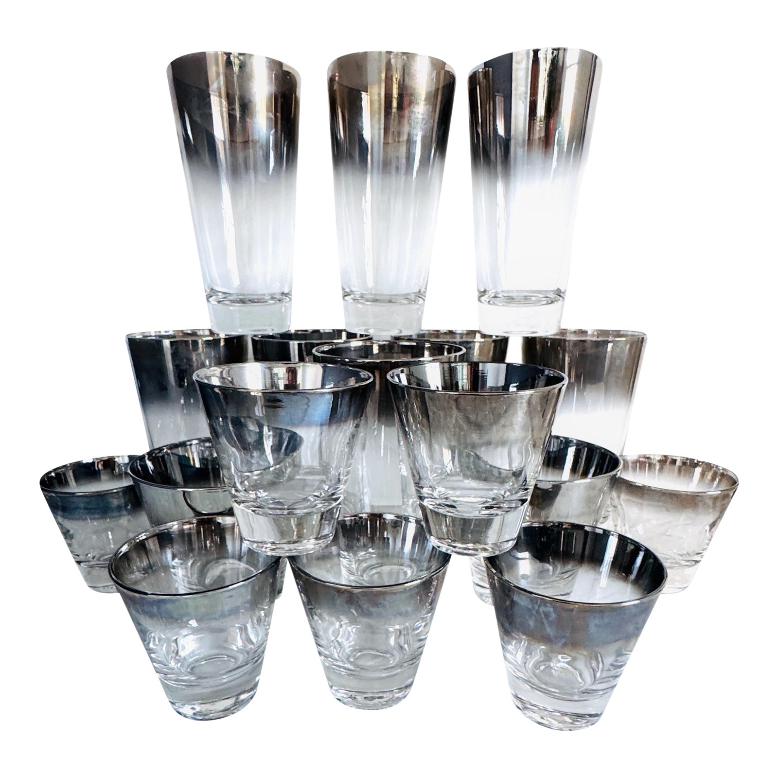 1950s Mid Century Vitreon Queen's Lusterware, Silver Ombre Cocktail ...