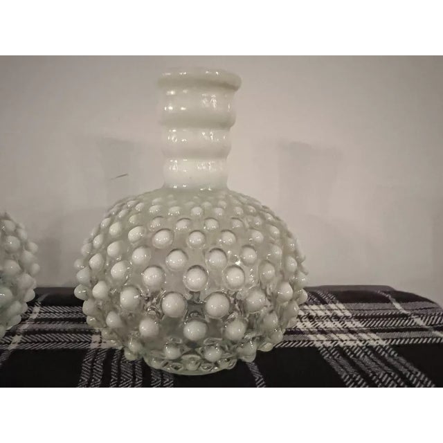 Vintage Hobnail Fenton Moonstone White Bud Vase-Set of 2 | Chairish