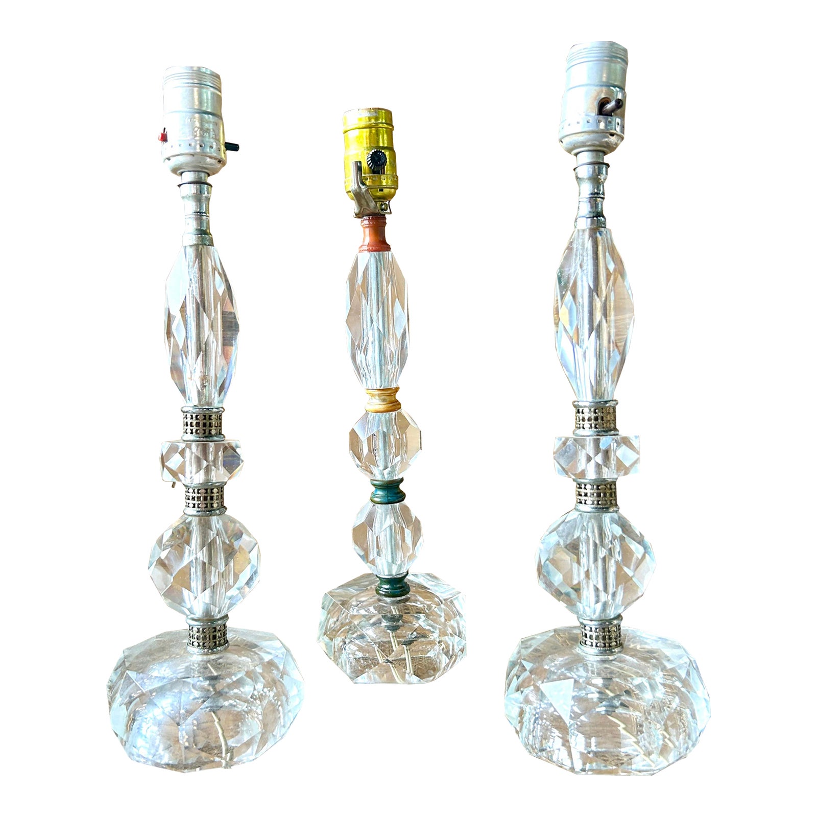 Vintage Crystal Lamps, Set of Three | Chairish