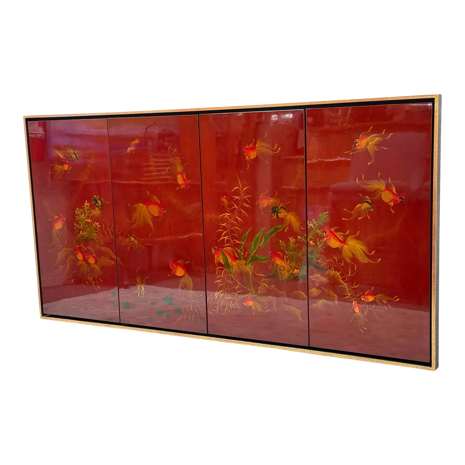 Mid 20th Century Vietnamese Lacquered Art Screen Panels, Set of Four ...