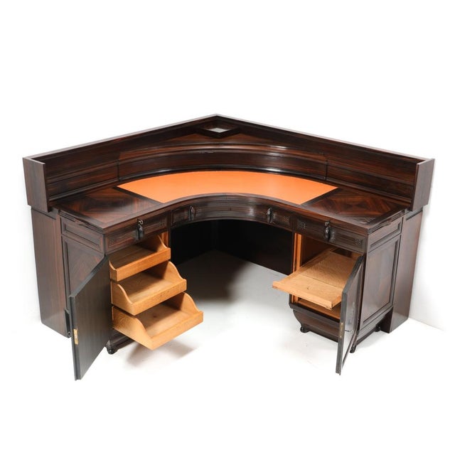 Art Deco Amsterdam School Corner Desk by Daniel Van Dorp for Reens ...
