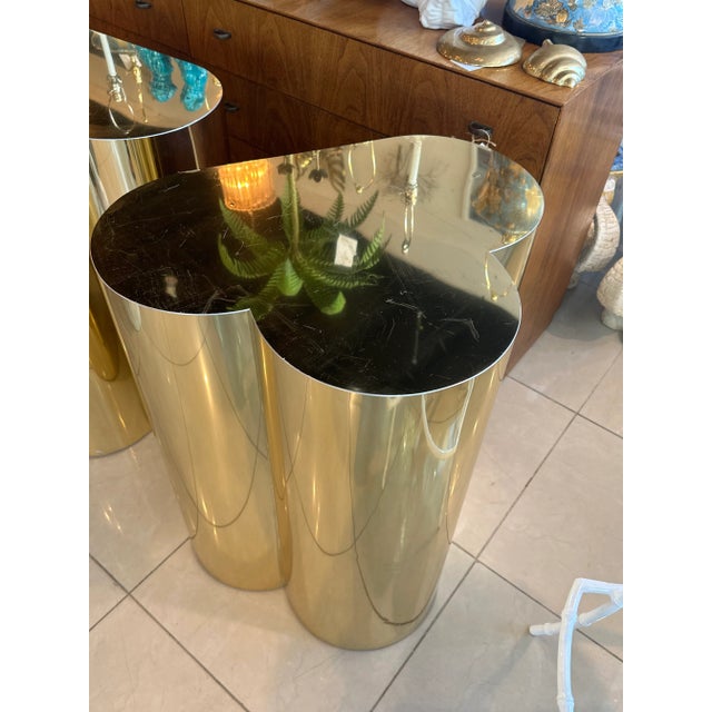 Vintage Pair Brass Trefoil Dining Table or Console Bases Style of ...