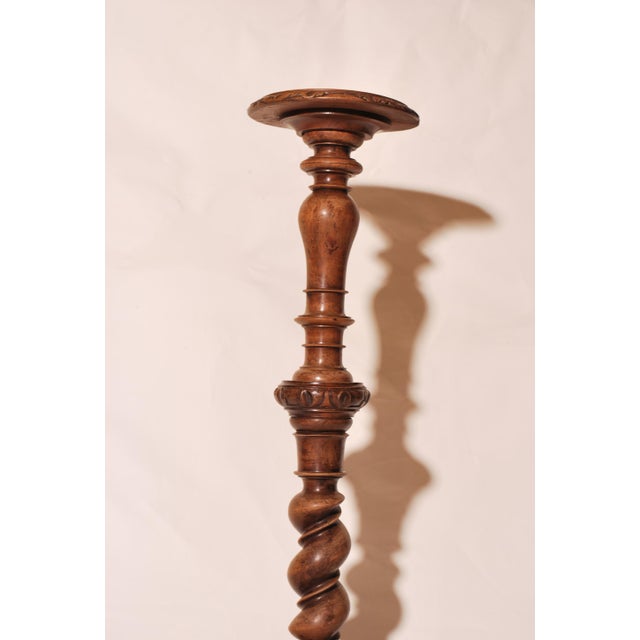 Early 20th Century Oak Turned Form Pedestal | Chairish