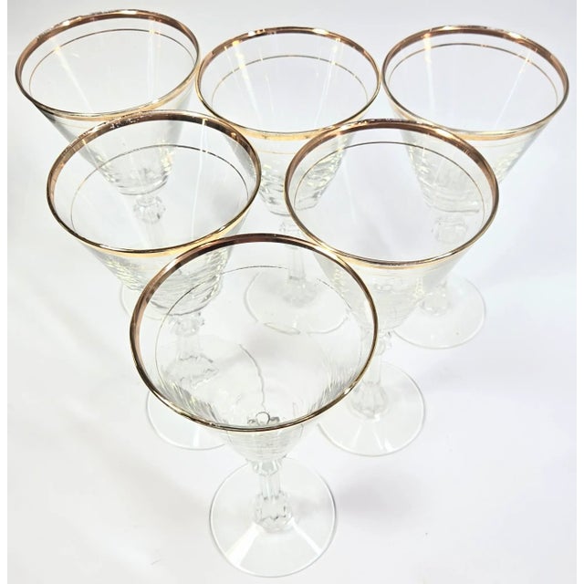 Gold Rimmed Hollywood Regency Goblets- Set of Six | Chairish