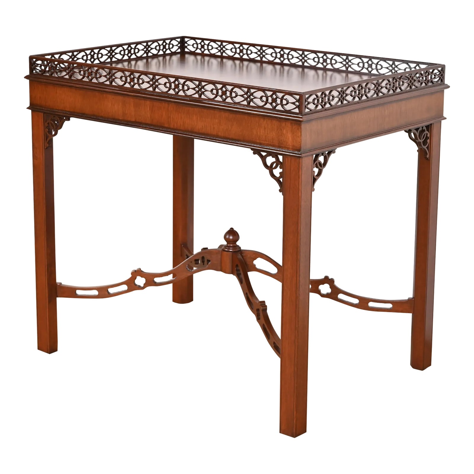 Kindel Furniture Chippendale Carved Mahogany Tea Table, Newly ...