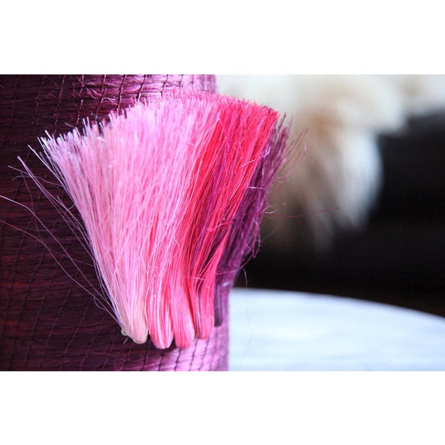 Fanned Out Small Tall Sisal Vase Plum & Peony Fans | Chairish