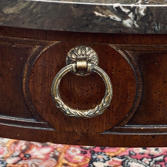Vintage Drexel French Louis XVI Round Side Table With Marble Top ...