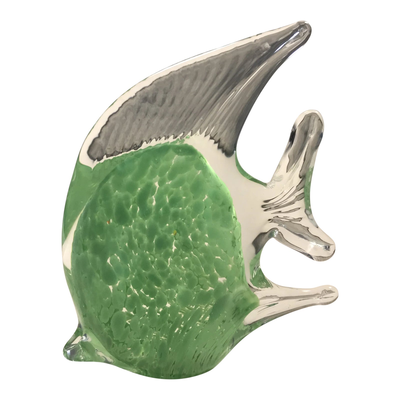 20th Century Soft Green 3" Tall Murano Angel Fish | Chairish