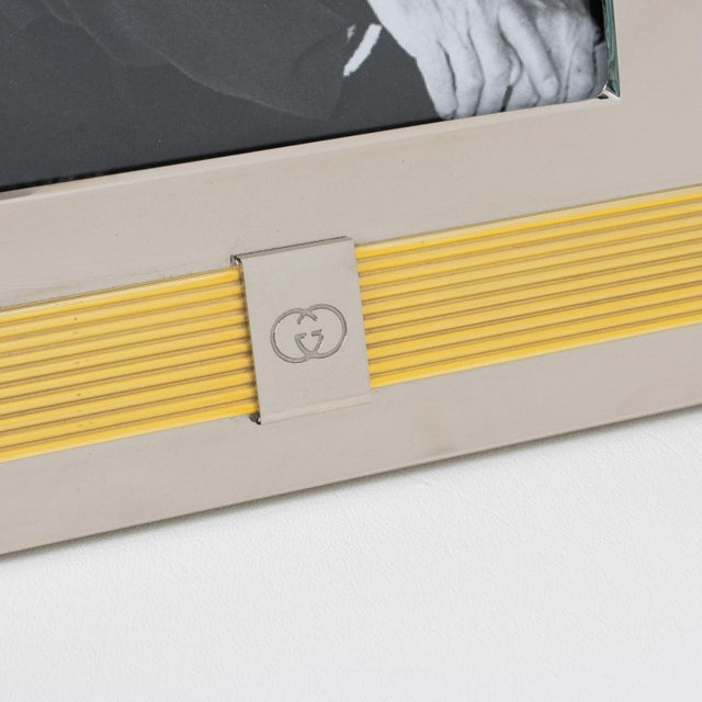 Gucci Italy Chrome and Gold Plate Picture Frame | Chairish