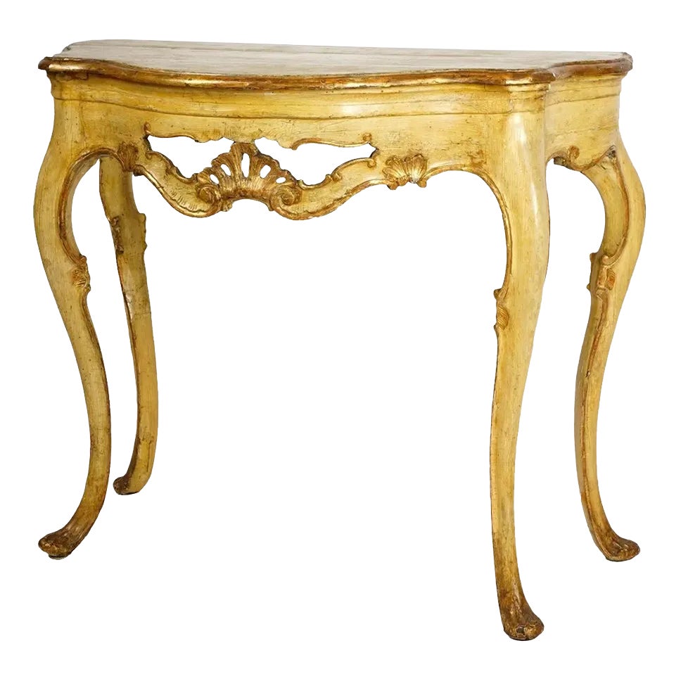 Fine Venetian Rococo Gilt and Yellow-Painted Console Table | Chairish