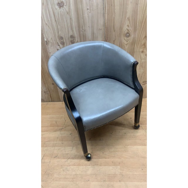 Vintage Castered Barrel Back Side-Chair With Grey Ebonized Frame ...