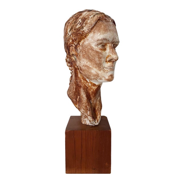 Vintage Plaster Head Bust Sculpture of a Woman | Chairish