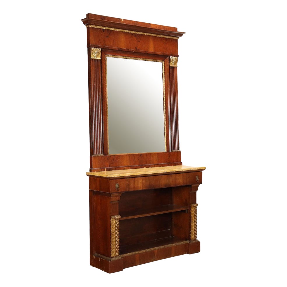 20th Century Empire Console with Mirror Structure in Mahogany, Italy ...
