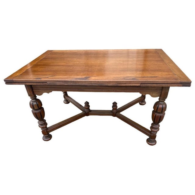Antique Spanish Revival 90” Walnut and Oak Dining Table - Circa 1920s ...