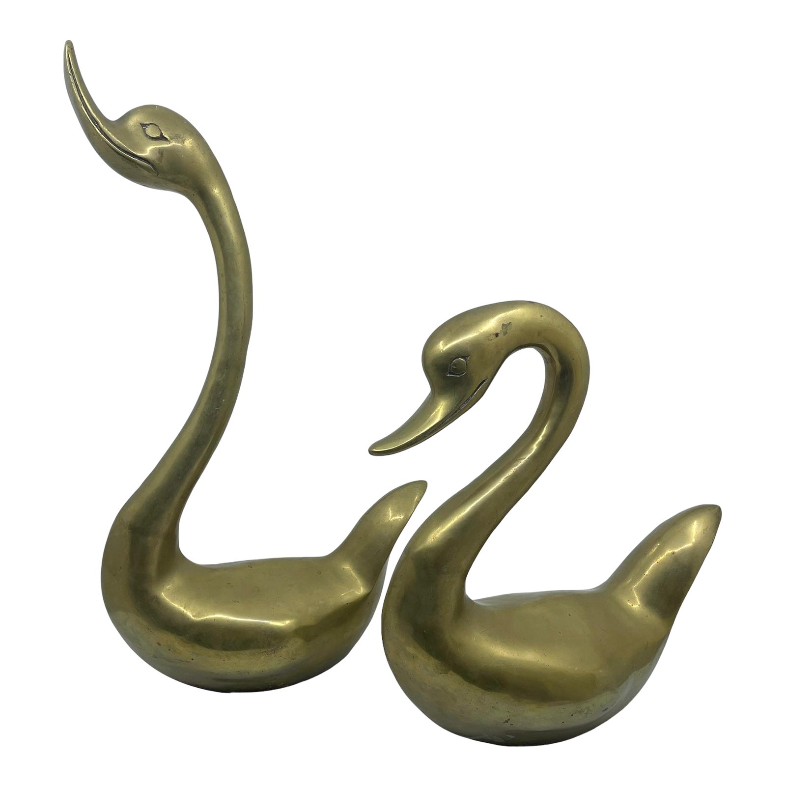 1970s Vintage Large Brass Swans- a Set | Chairish