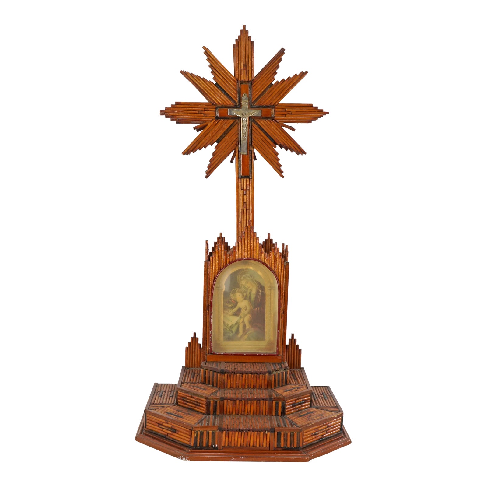 Matchstick Tramp Art Catholic Shrine Madonna and Child Circa 1920 ...