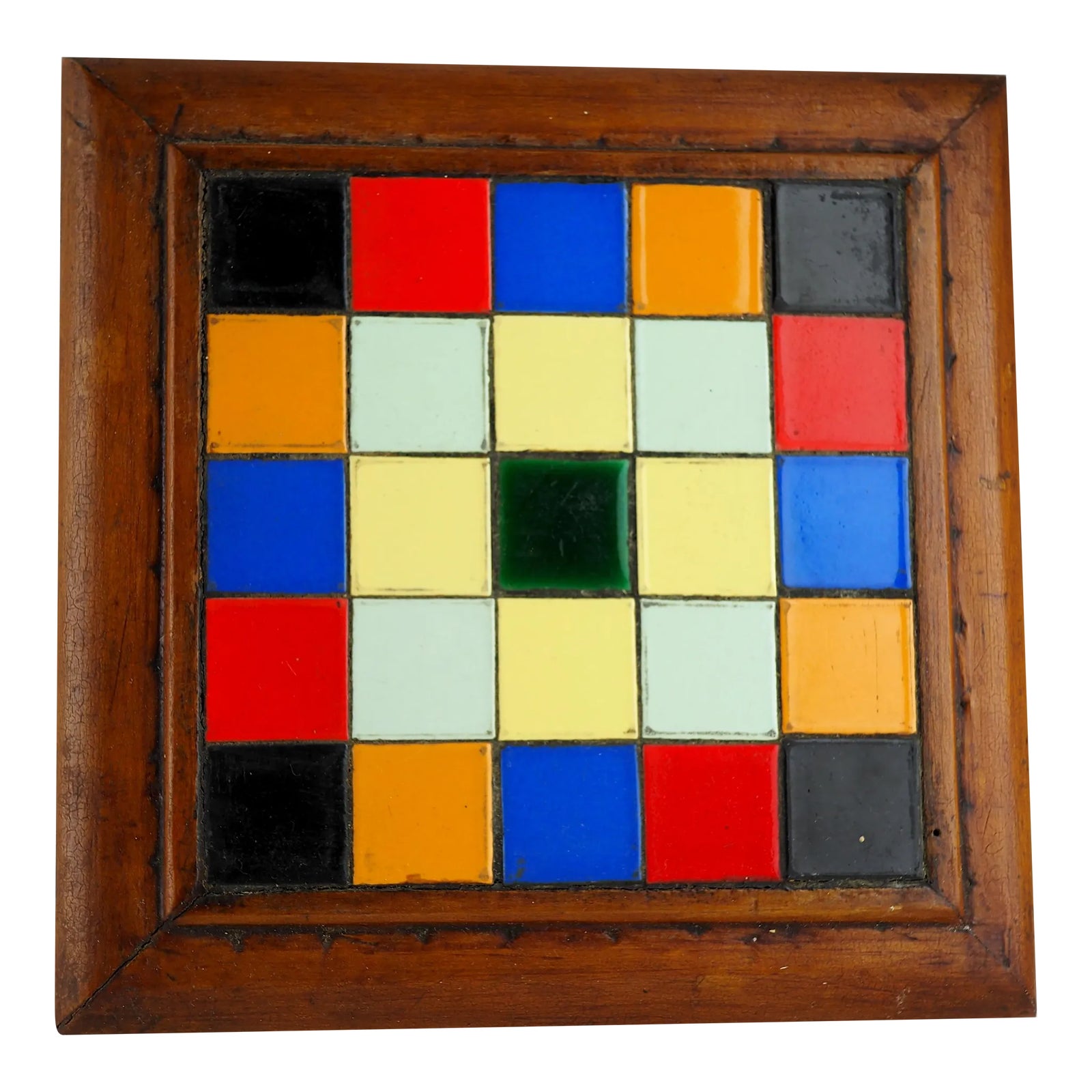 Mid-Century French Multicolor Tiled Trivet | Chairish