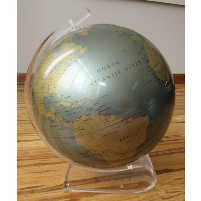 Vintage Metallic Globe on Lucite Base | Chairish