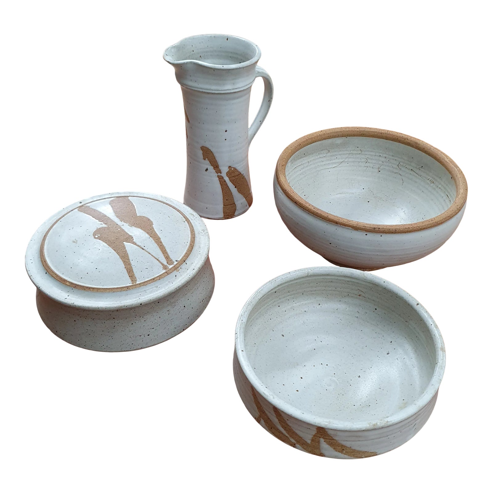 Charles Halling Studio Pottery Serving Set - 4 Pieces | Chairish