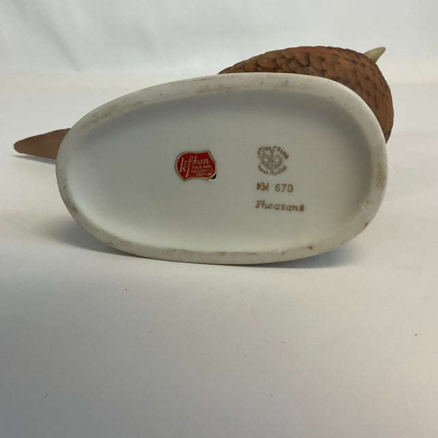 Mid-Century Rustic Arts & Crafts Lefton Porcelain Pheasant Figurine ...