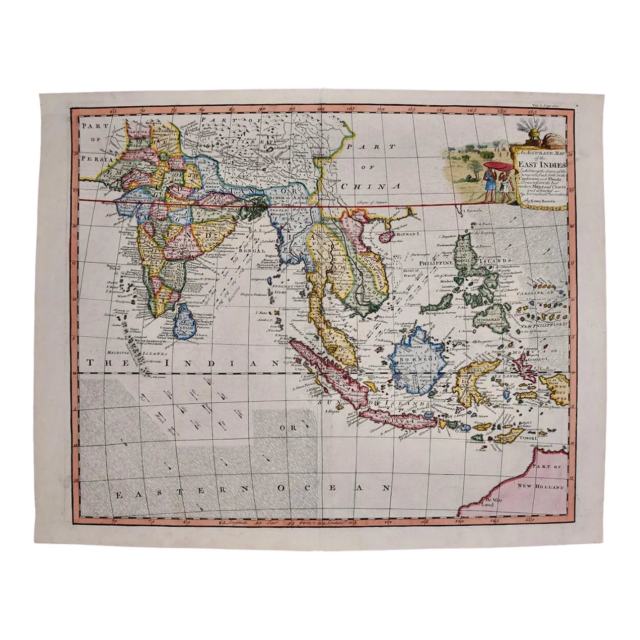 The East Indies: An Original 18th Century Hand-Colored Map by E. Bowen ...