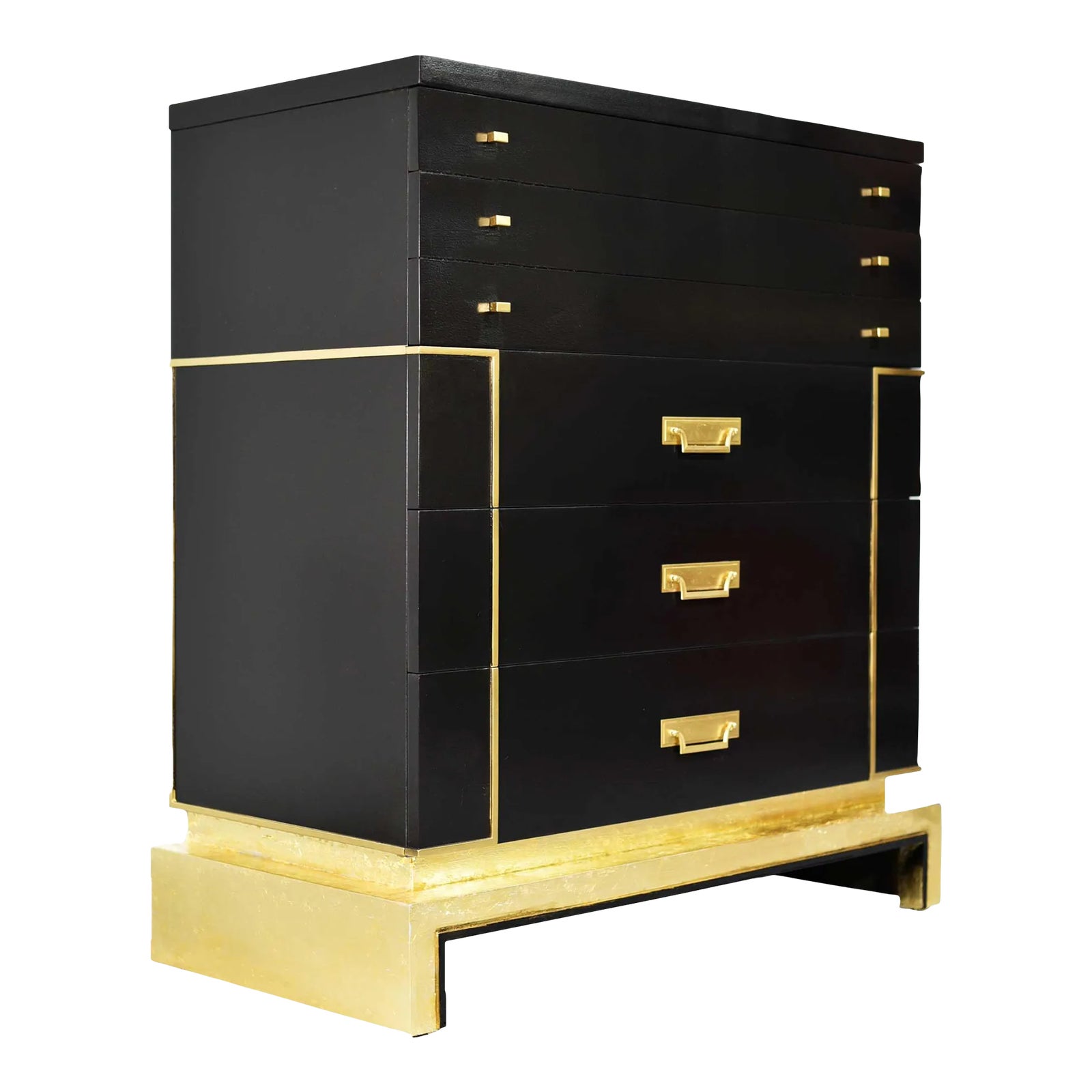 Mid Century Art Deco Style Gold Leafed Chest in Black by Sieling Modern ...