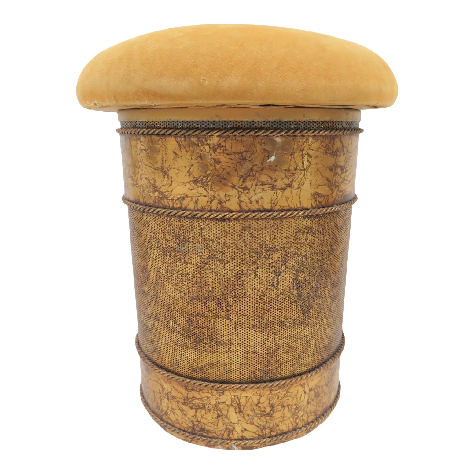 Hollywood Regency Gold Metal Vanity Stool | Chairish