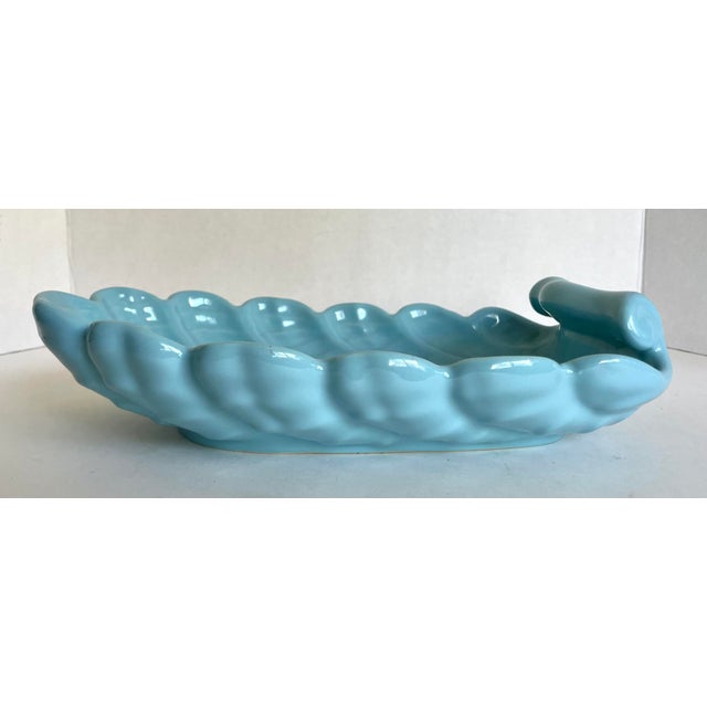 1930's Art Deco Blue Ceramic Shell Dish Cachepot | Chairish