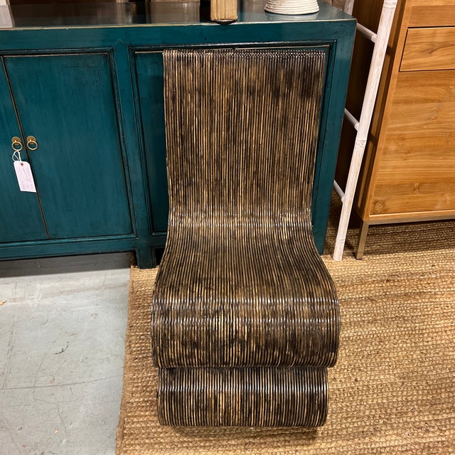 Black Wash Pencil Reed Rattan Snake Style Chair | Chairish