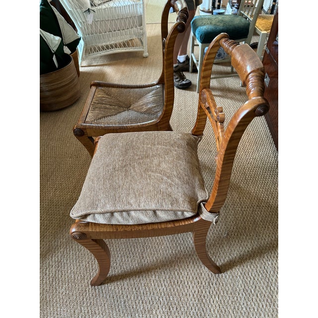 Tiger Maple Antique Side Chairs -A Pair | Chairish
