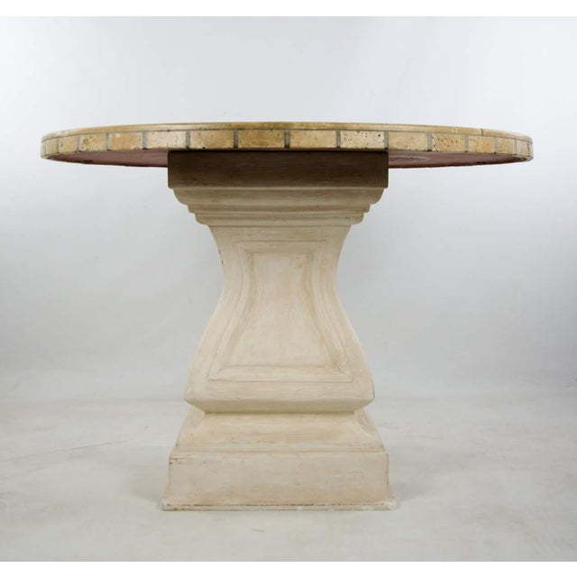 1990s Neoclassical Stone and Tile Composite Pedestal Center Table ...