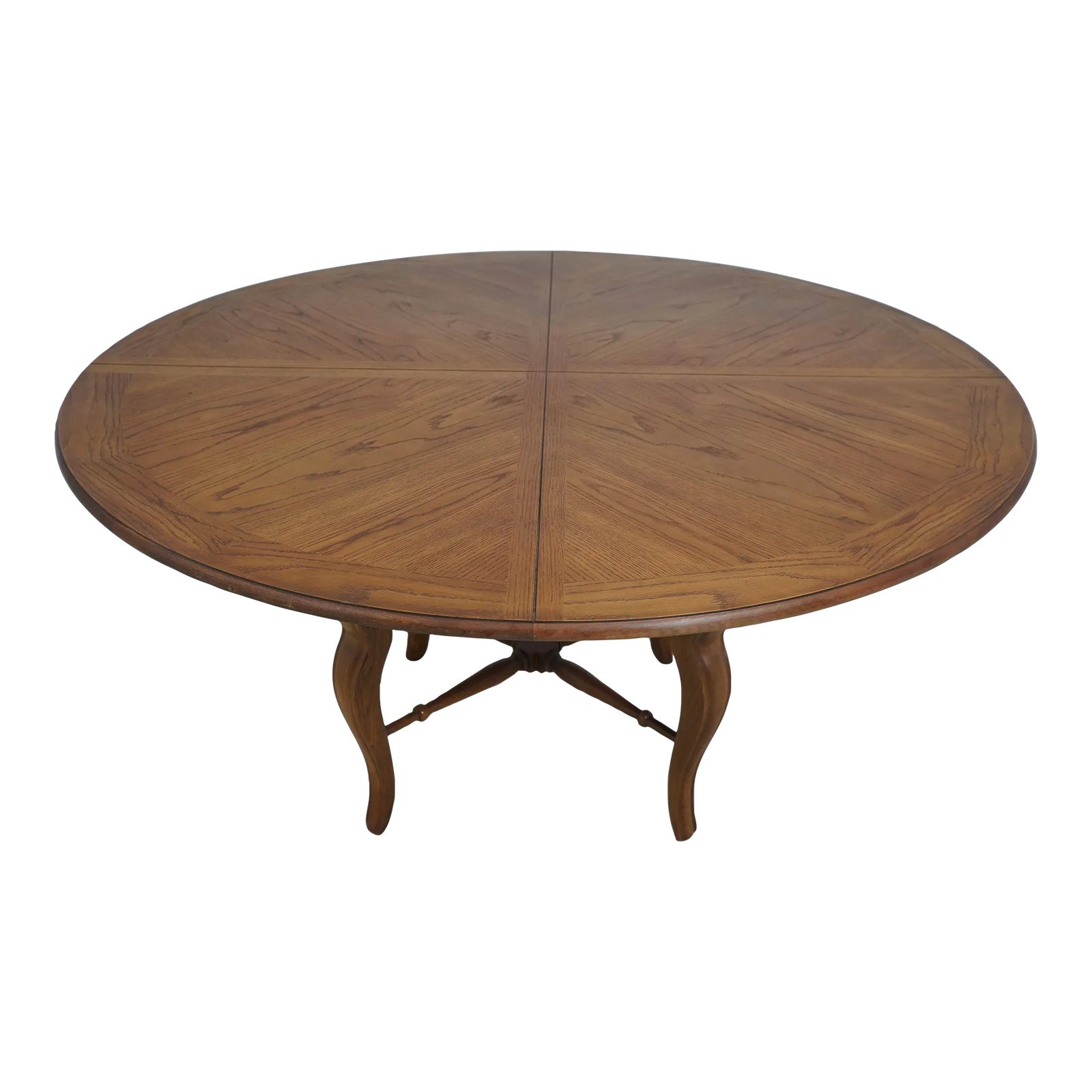 Country French Style Round Oak Dining Room Table | Chairish