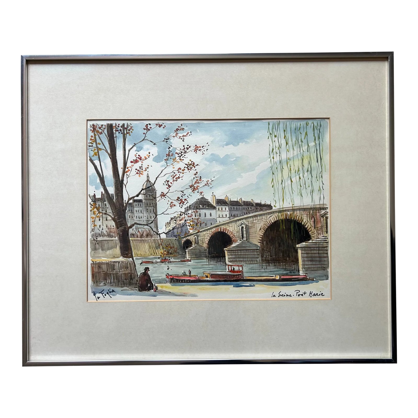 Original French Watercolor Painting of La Seine Pont Marie in Paris ...