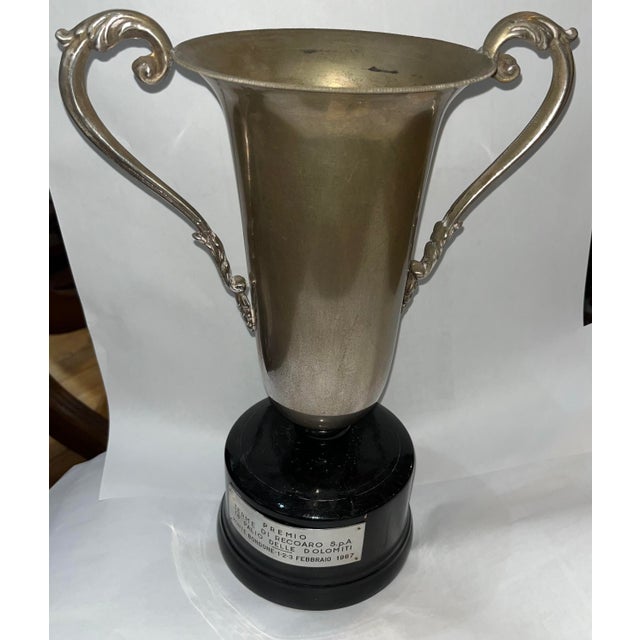 1967 Tall Italian Trophy on a Black Wood Base | Chairish